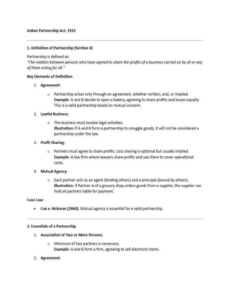 Overview of the Indian Partnership Act | PDF | Partnership | Limited ...