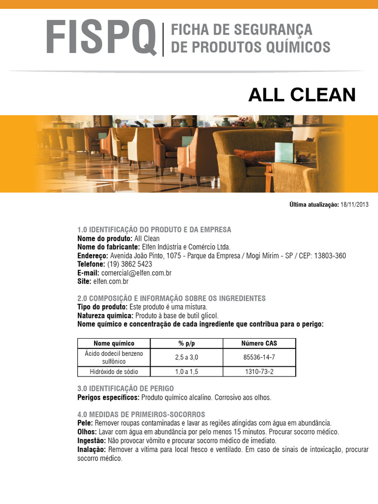 FISPQ_allclean | PDF | Química | Embalagem e rotulagem