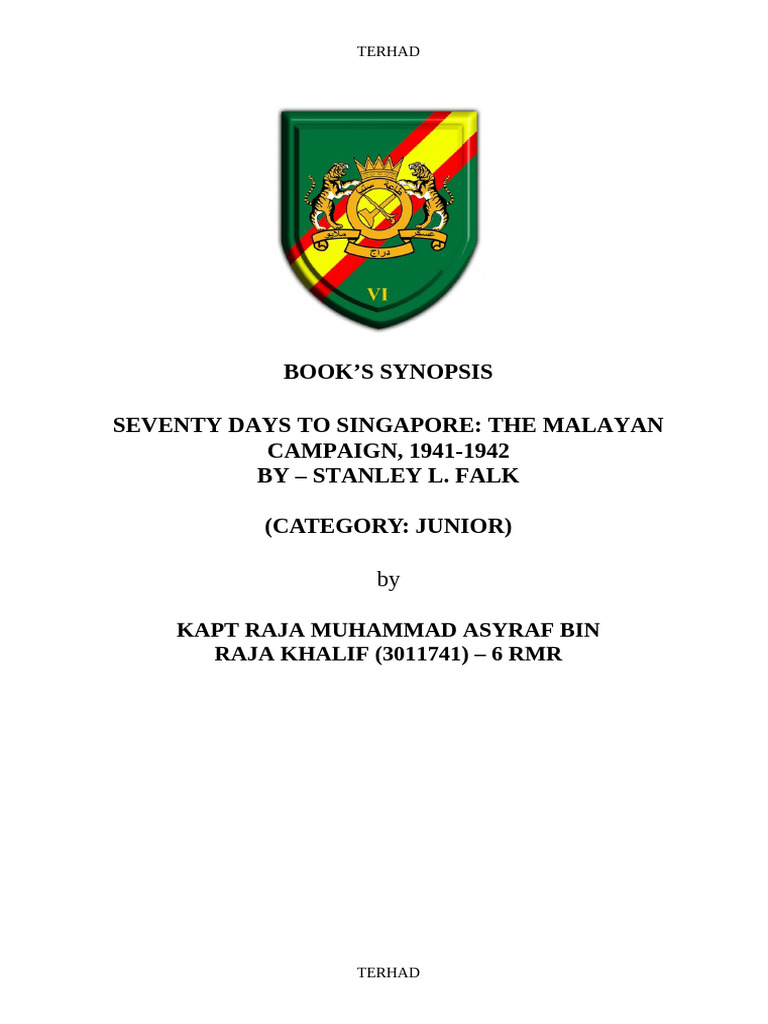 SINOPSIS BUKU - KAPT RAJA MUHAMMAD ASYRAF BIN RAJA KHALIF (3011741 ...