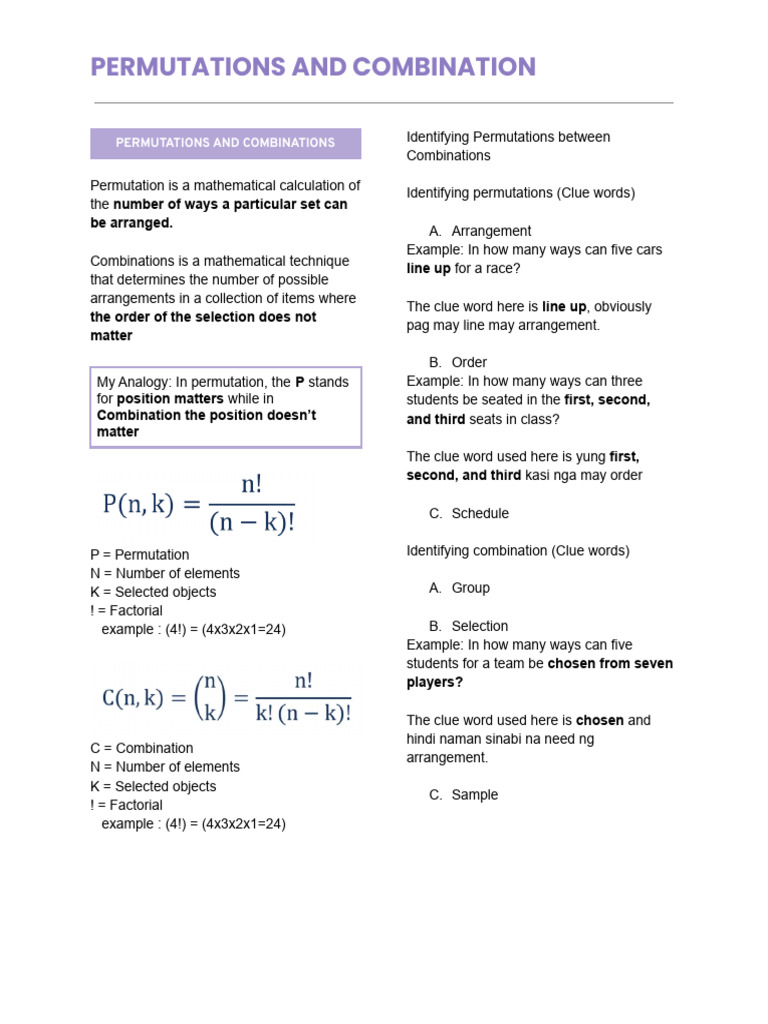 Perms ND Comb | PDF