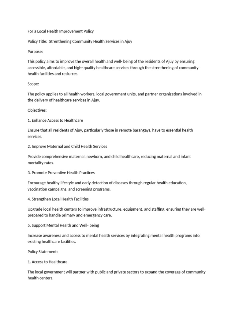 Local Health Proposal-WPS Office | PDF | Maternal Health | Preventive ...