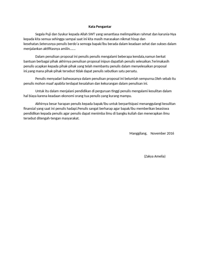 Kata Pengantar Proposal | PDF