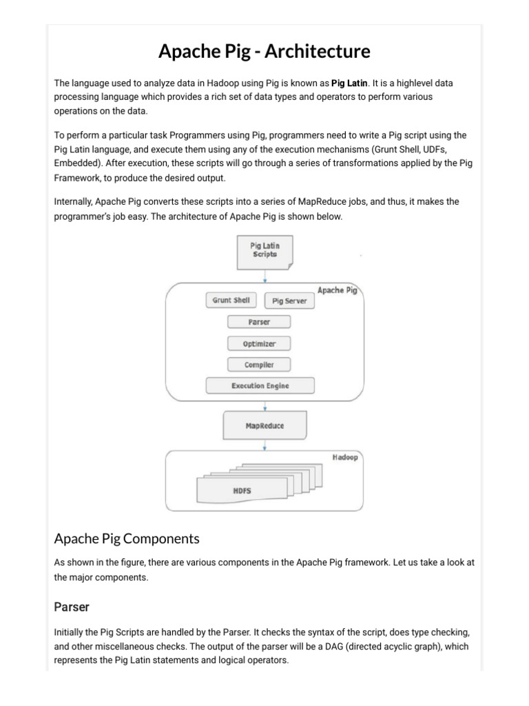 Apache Pig - Architecture | PDF