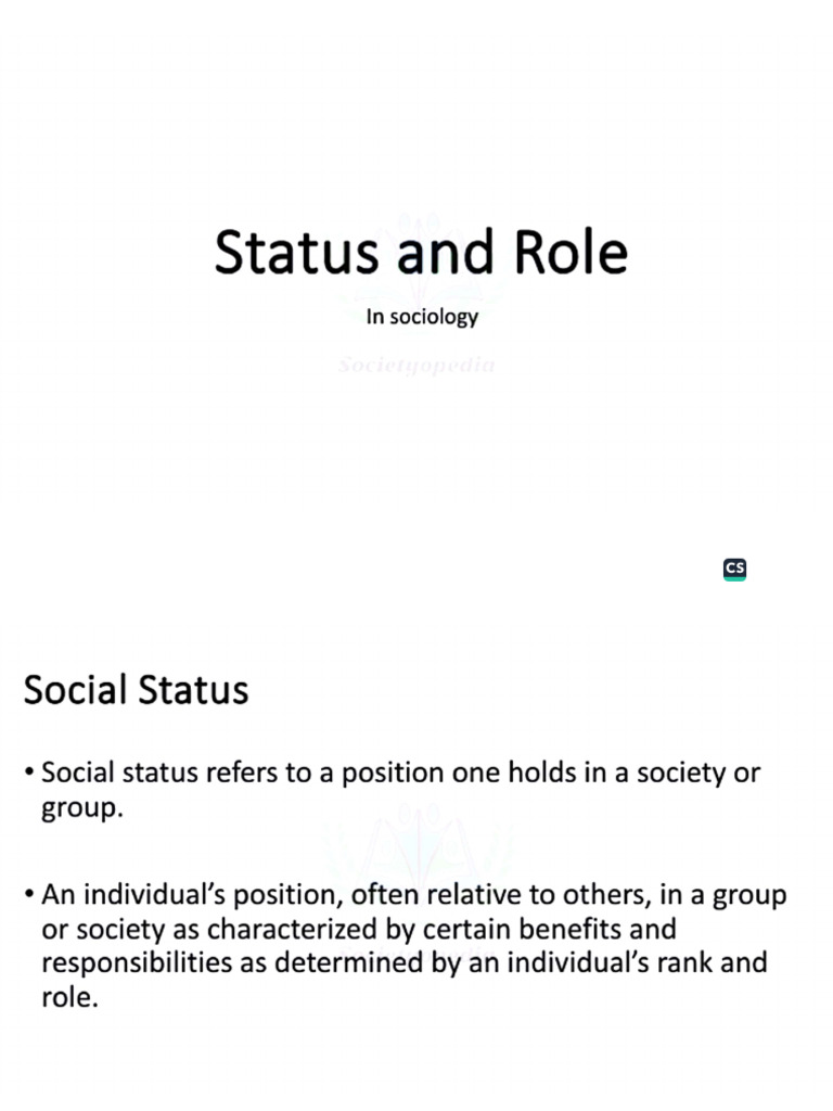 Social Status and Role | PDF