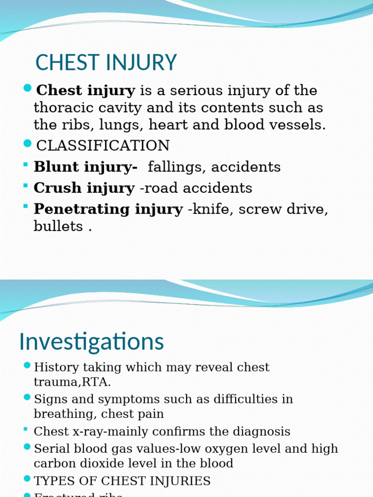 Understanding Chest Injuries and Treatments | PDF | Prostate | Thorax