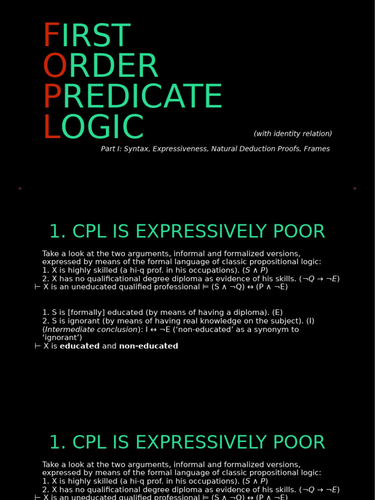 Lecture 4 - First Order Predicate Logic Implementations of F.O.P.L. (Expert and Semantic Systems ...