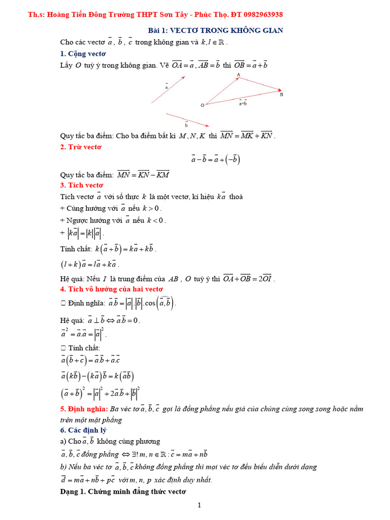 1.HH11.c3.1.1. Véc Tơ Trong Không Gian.1 (HS) | PDF