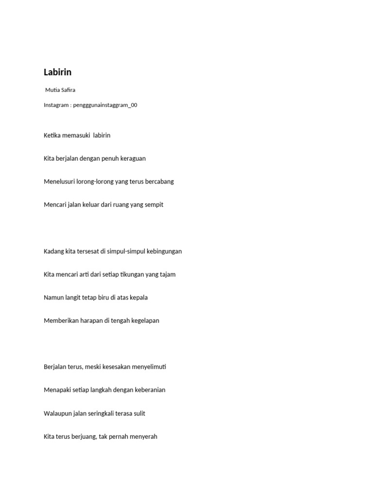 Puisi - Mutia Safira - Labirin | PDF