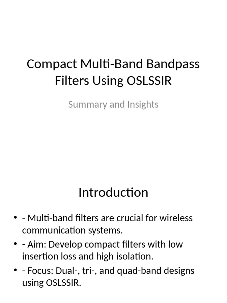 Compact Multi-Band BPF Summary | PDF