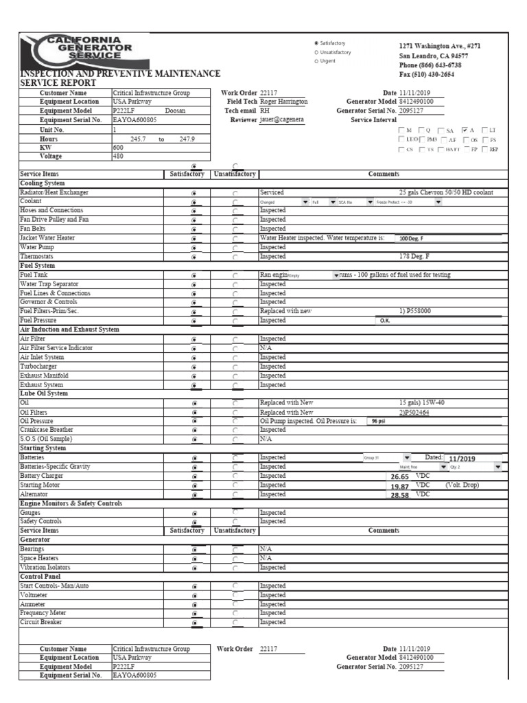 Generator Maintenance Report | PDF | Mechanical Engineering ...