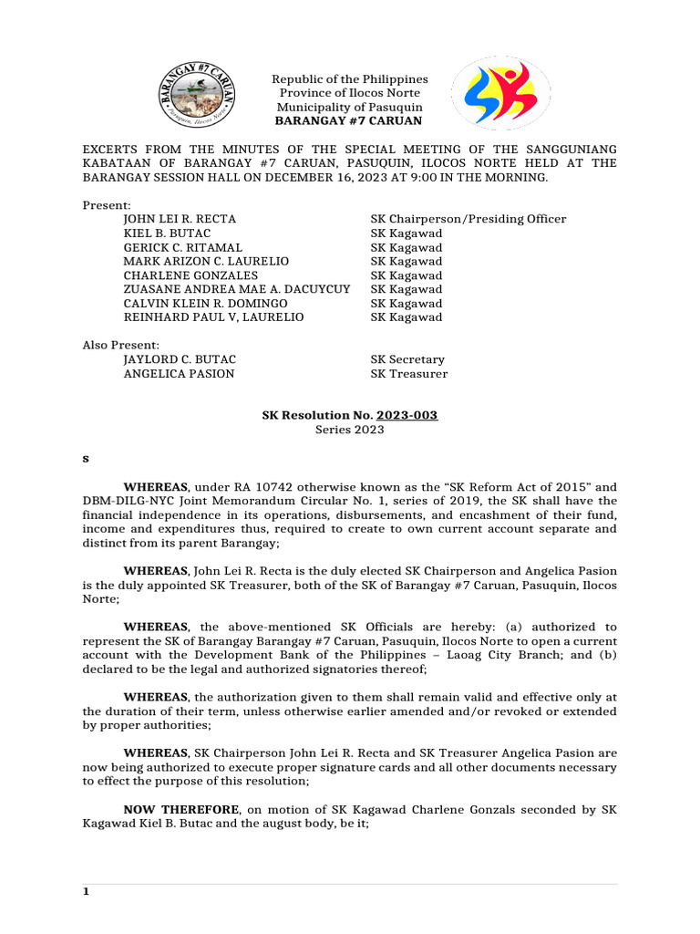 Reso-SignatorieS SK CARUAN | PDF | Government