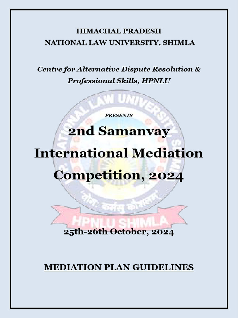 Mediation Plan Guidelines SIMC 2.0 | PDF | Mediation | Negotiation
