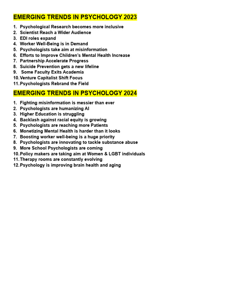 Emerging Trends in Psychology | PDF