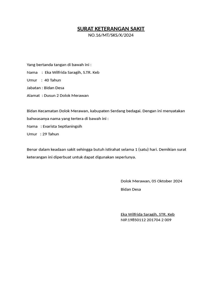 Surat Keterangan Sakit | PDF