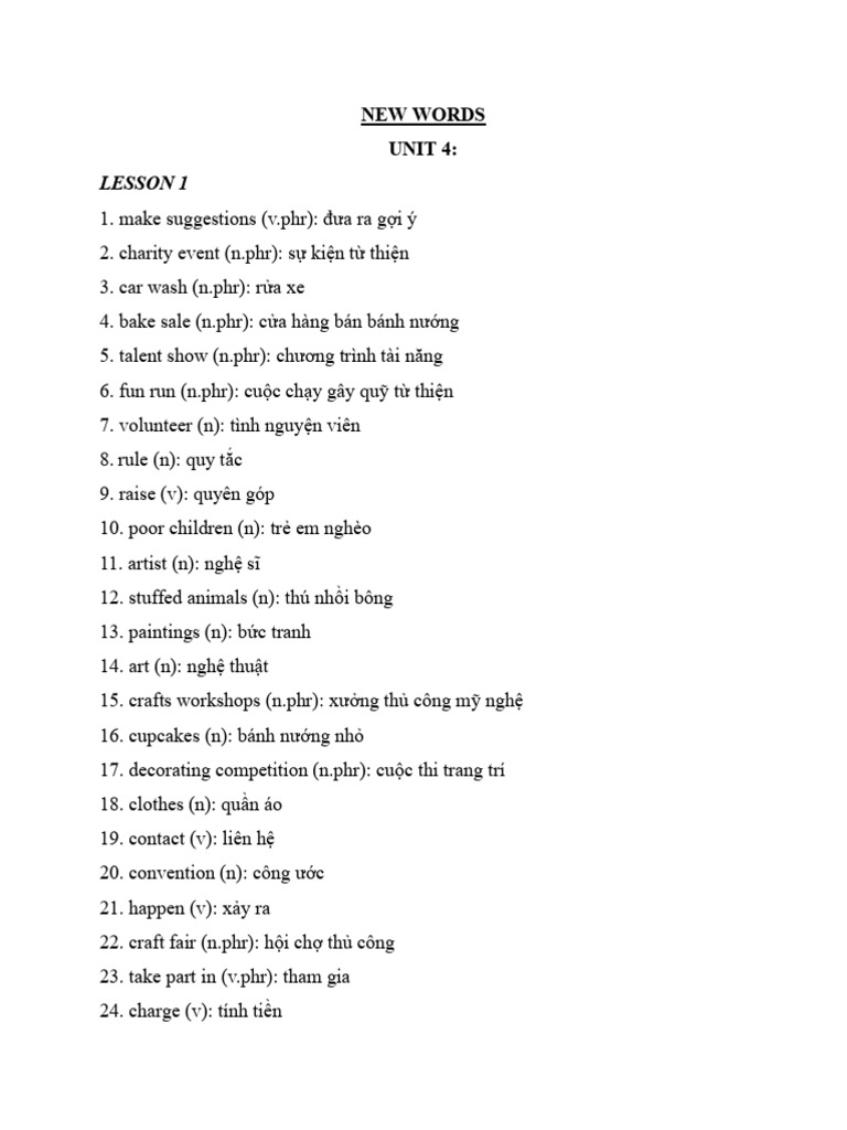 New Words - U4 | PDF