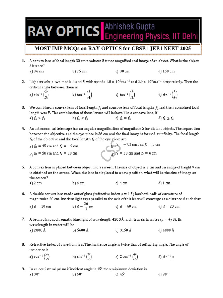 RayOptics | PDF | Refractive Index | Refraction