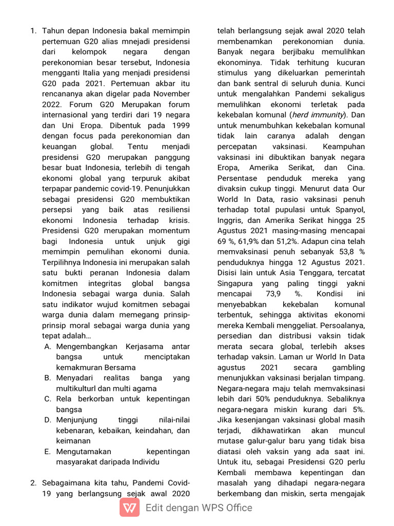Soal Integritas Dan Tokoh Arief Fadilla Azka | PDF