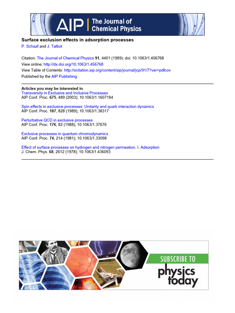 Surface Exclusion Effects in Adsorption Processes | PDF | Adsorption ...