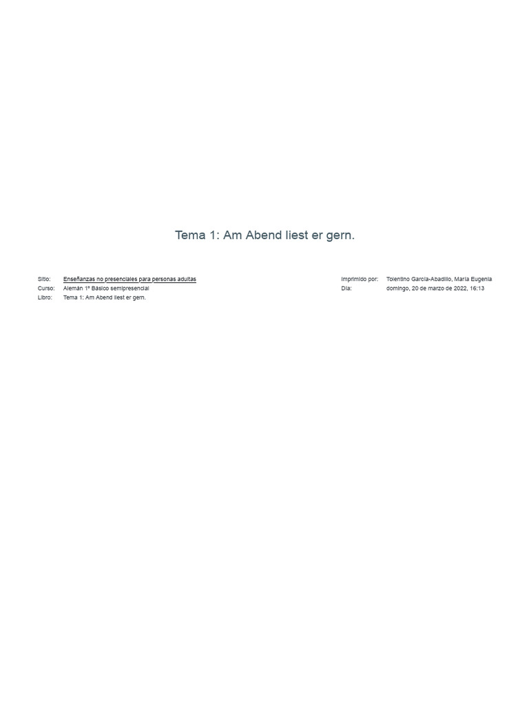 Tema 1 - Am Abend Liest Er Gern | PDF | Verbo | Unidades Semánticas