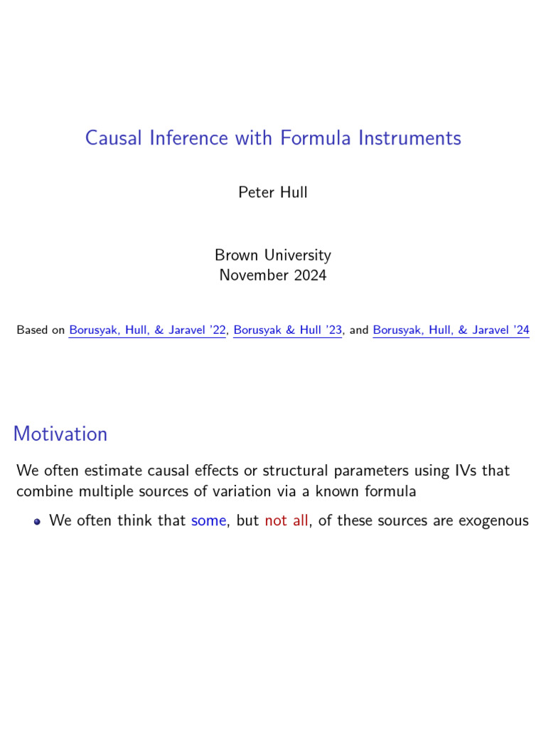 Causal Inference Using Formula Instruments | PDF | Randomness | Confounding