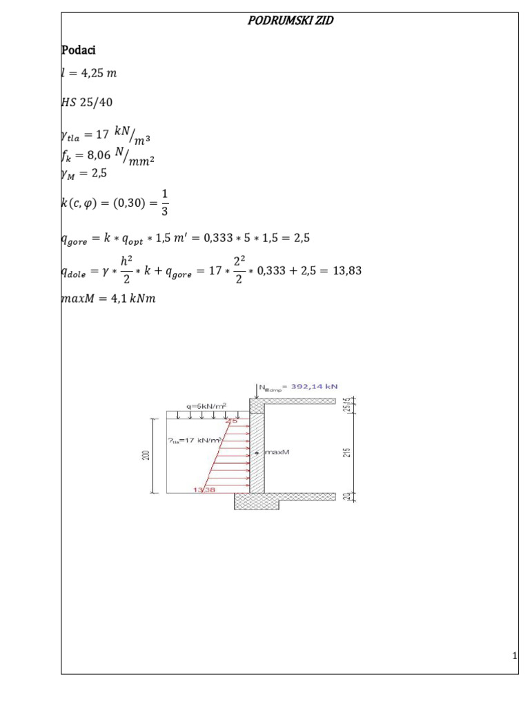 10 - Proračun Podrumskog Zida - Pregled | PDF