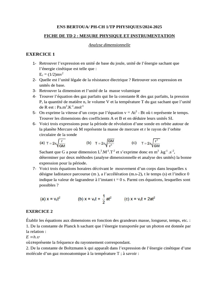 Mesures Physiques et Instrumentation 2024 | PDF | Masse | Chimie physique