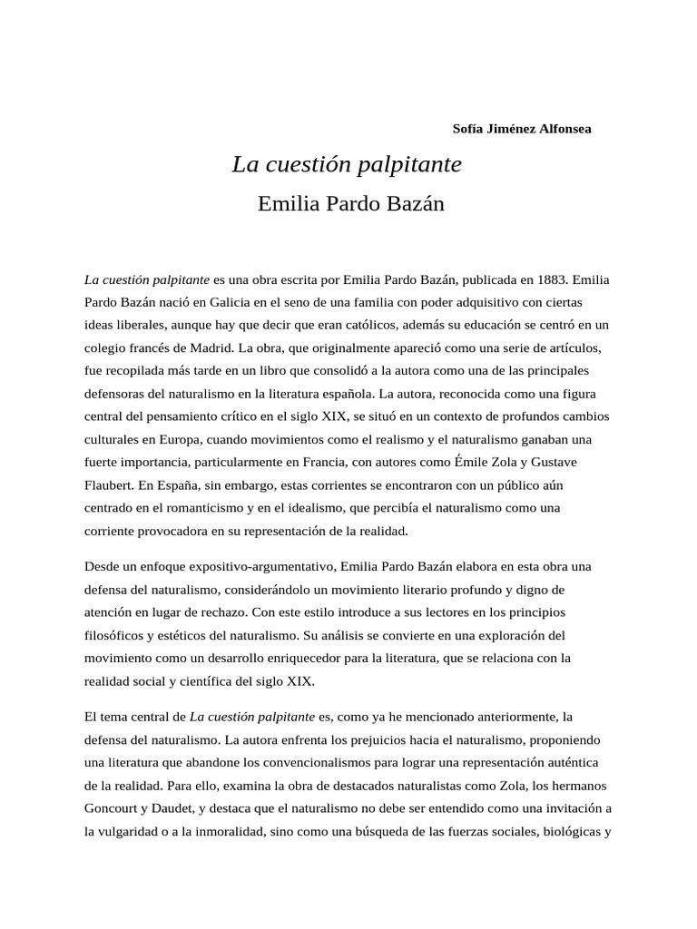 Defensa del Naturalismo en Pardo Bazán | PDF | Realismo literario