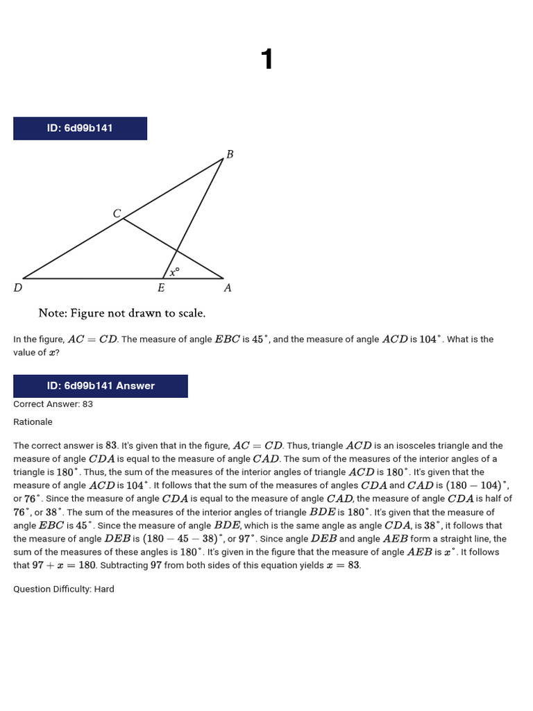 Answers and Explanations For Math Worksheet 7 | PDF | Triangle | Circle