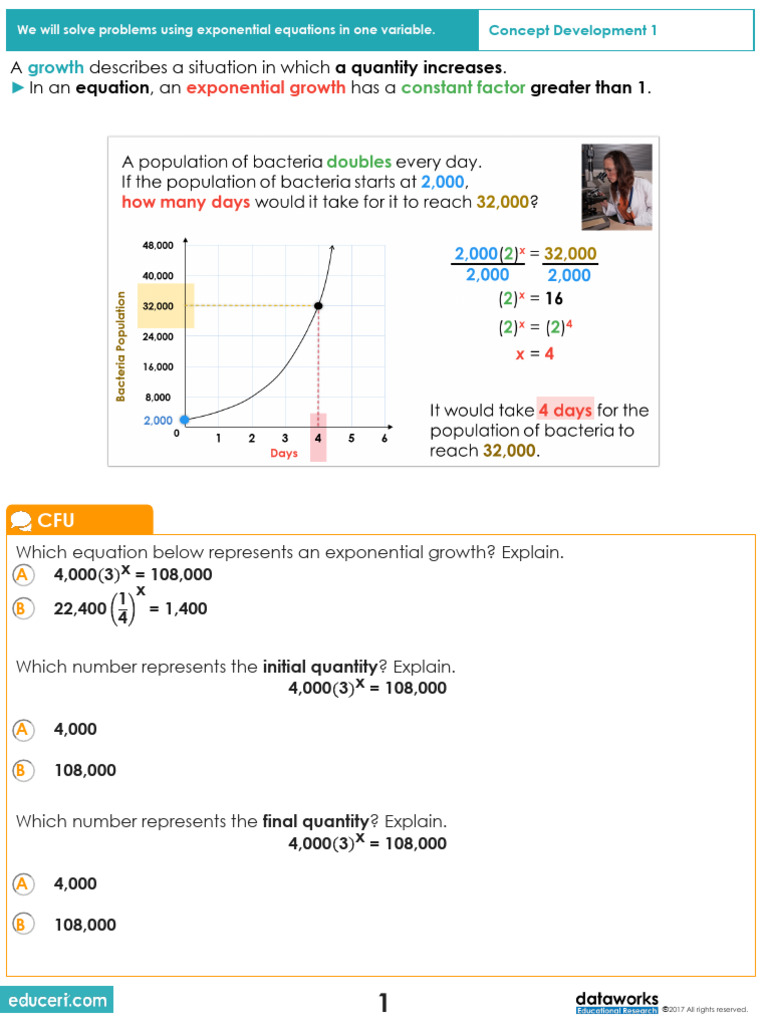 Solve Exponential Equations (HSA - CED.1) (612) Student 04012024 | PDF