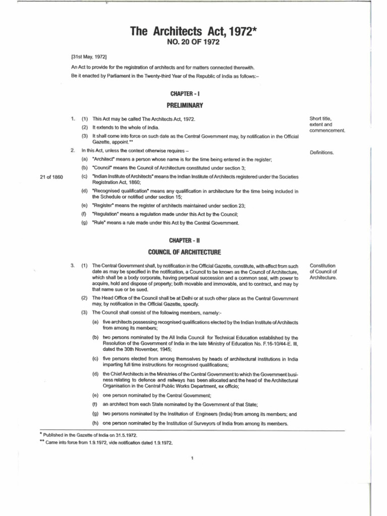 Architect's Act 1972 | PDF