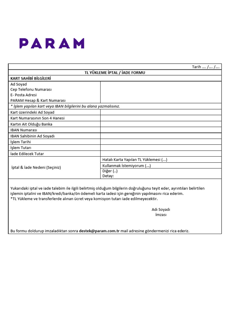 Iptal Ve Iade Islem Formu | PDF