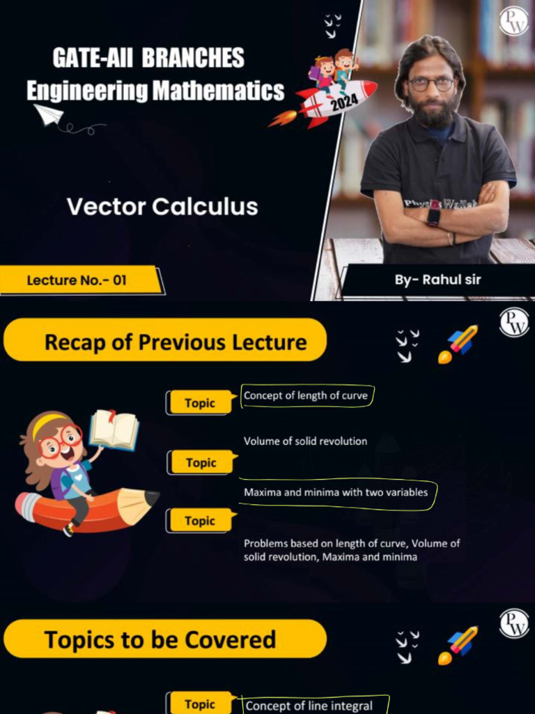 Vector Calculus 01 - Class Notes (By Rahul Joshi Sir) | PDF