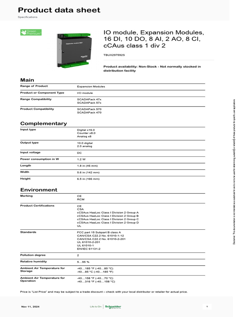 SCADAPack I/O Module Specifications | PDF
