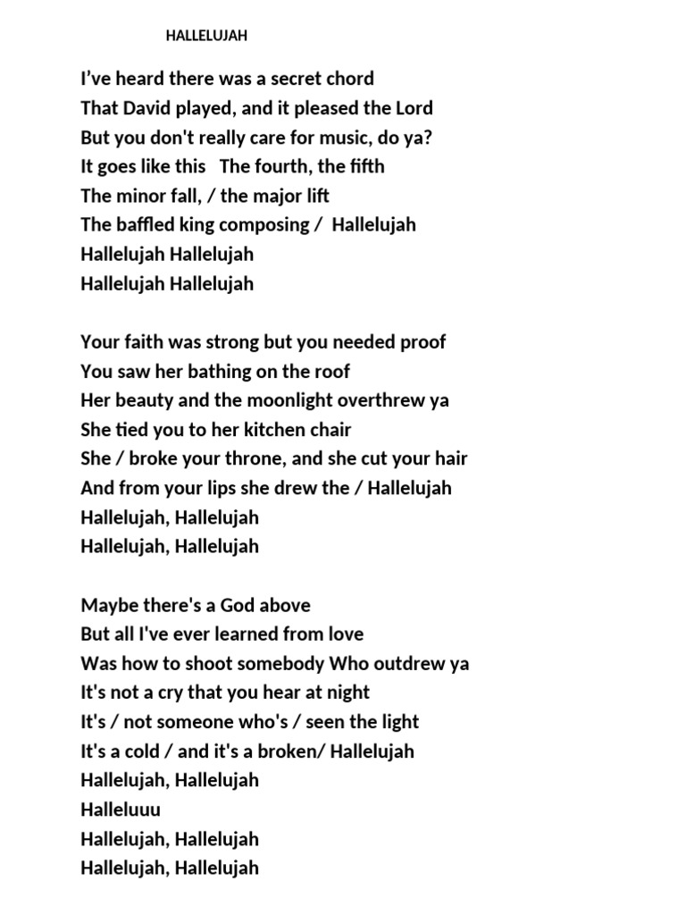 Hallelujah Lyrics Analysis | PDF