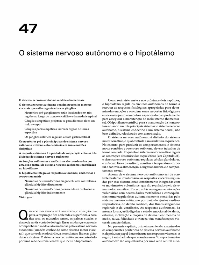 O Sistema Nervoso Autônomo - Princípios de Neurociências by Eric R. Kandel - Cap 47 | PDF ...