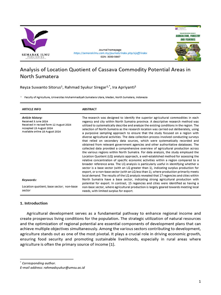 Analysis of Location Quotient (LQ) | PDF | Agriculture | Data