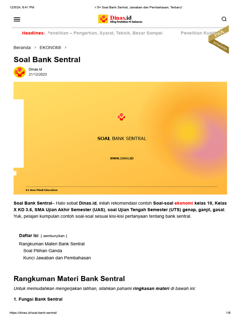 Soal Bank Sentral | PDF