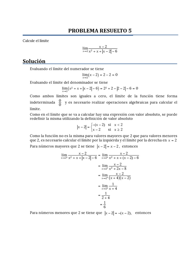 6 Limite Con Valor Asoluto | PDF | Matemáticas | Análisis matemático