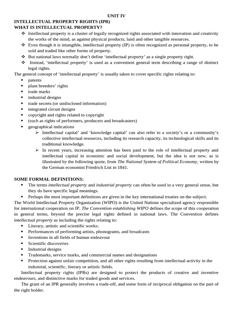 Unit Iv | PDF | Patent | Intellectual Property