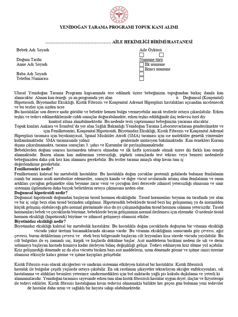 NTP Topuk Kani Alimi Aydinlatma Ve Red Formu | PDF