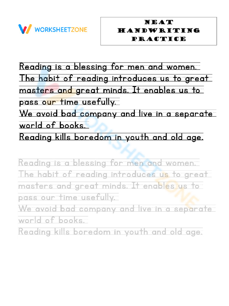 Neat Handwriting Practice Worksheet | PDF