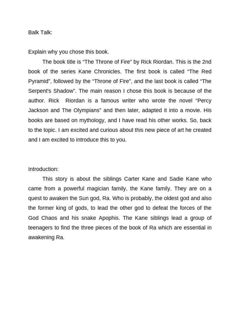 Summary Throne of Fire | PDF | American Adventure Novels | Rick Riordan