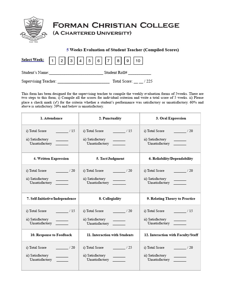 Compilation of Weekly Evaluation form 5 week-1 | PDF | Cognition