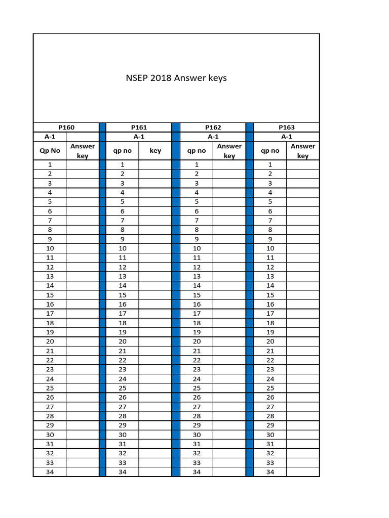 NSEP 2018 Answer Key | PDF
