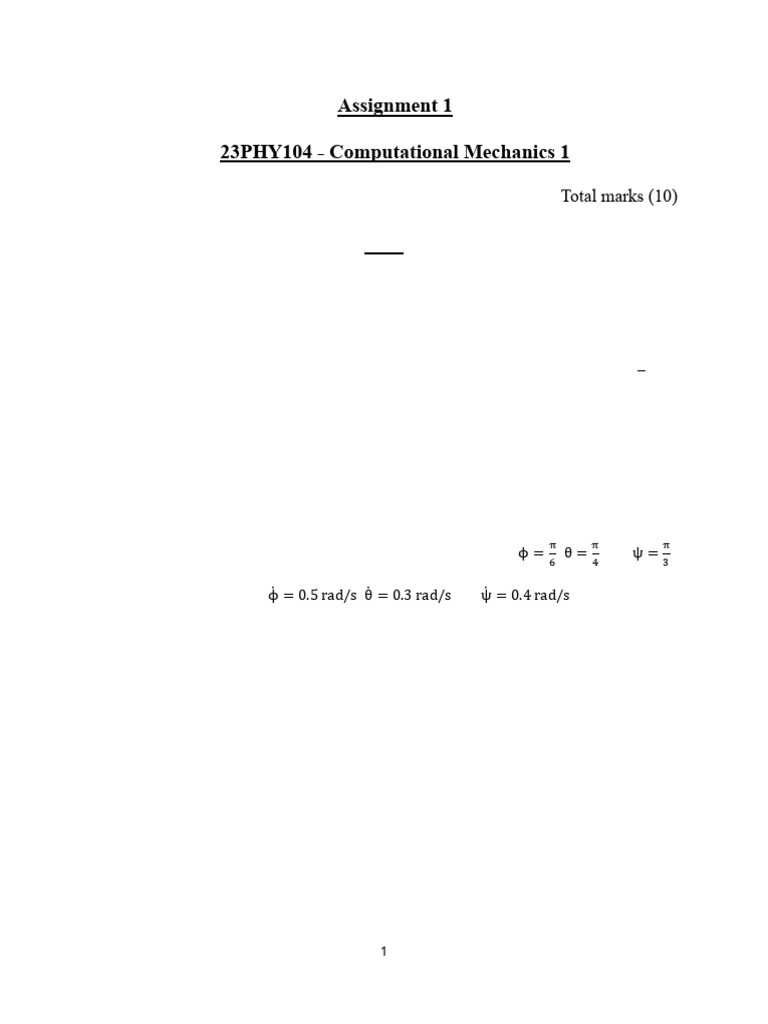 23PHY104 Assignment 1 | PDF | Force | Rotation
