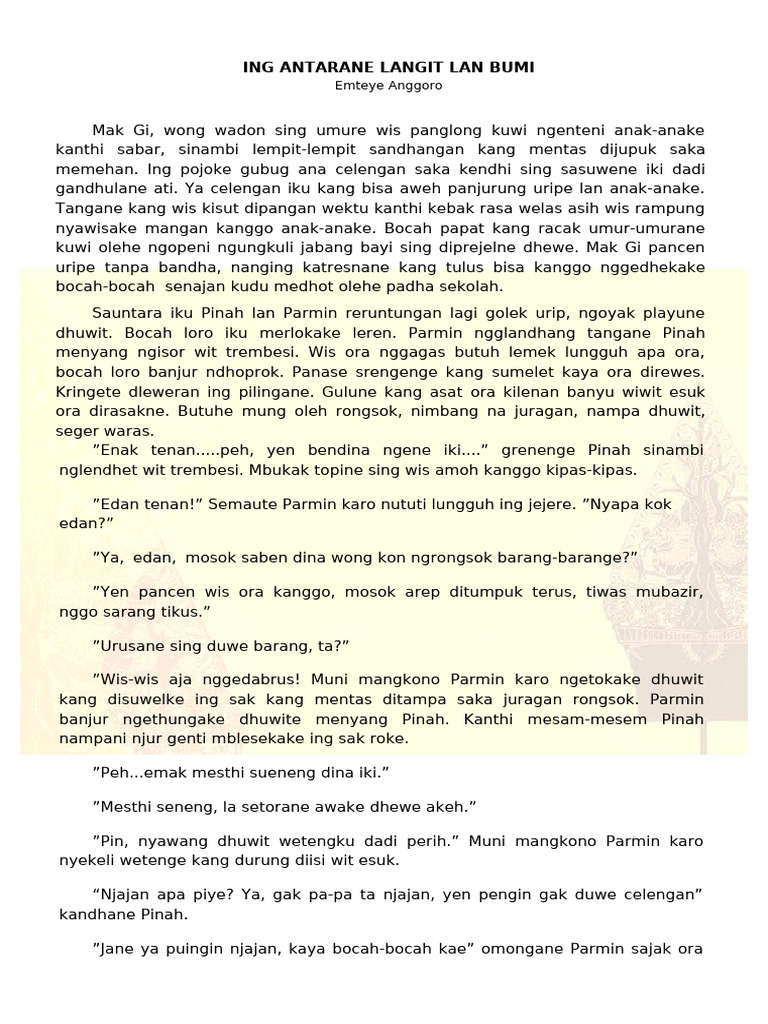 Ing Antarane Langit Lan Bumi | PDF