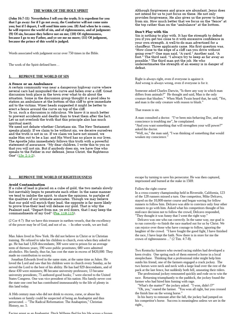 165-The Work of The Holy Spirit | PDF | Sin | Righteousness