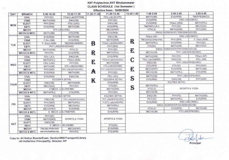 1st semester Time Table (1) | PDF