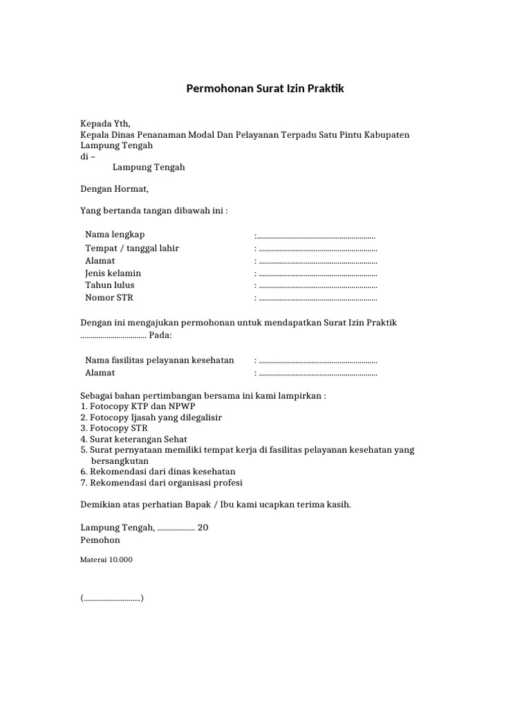 Permohonan_Surat_Izin_Praktik (SIP) | PDF