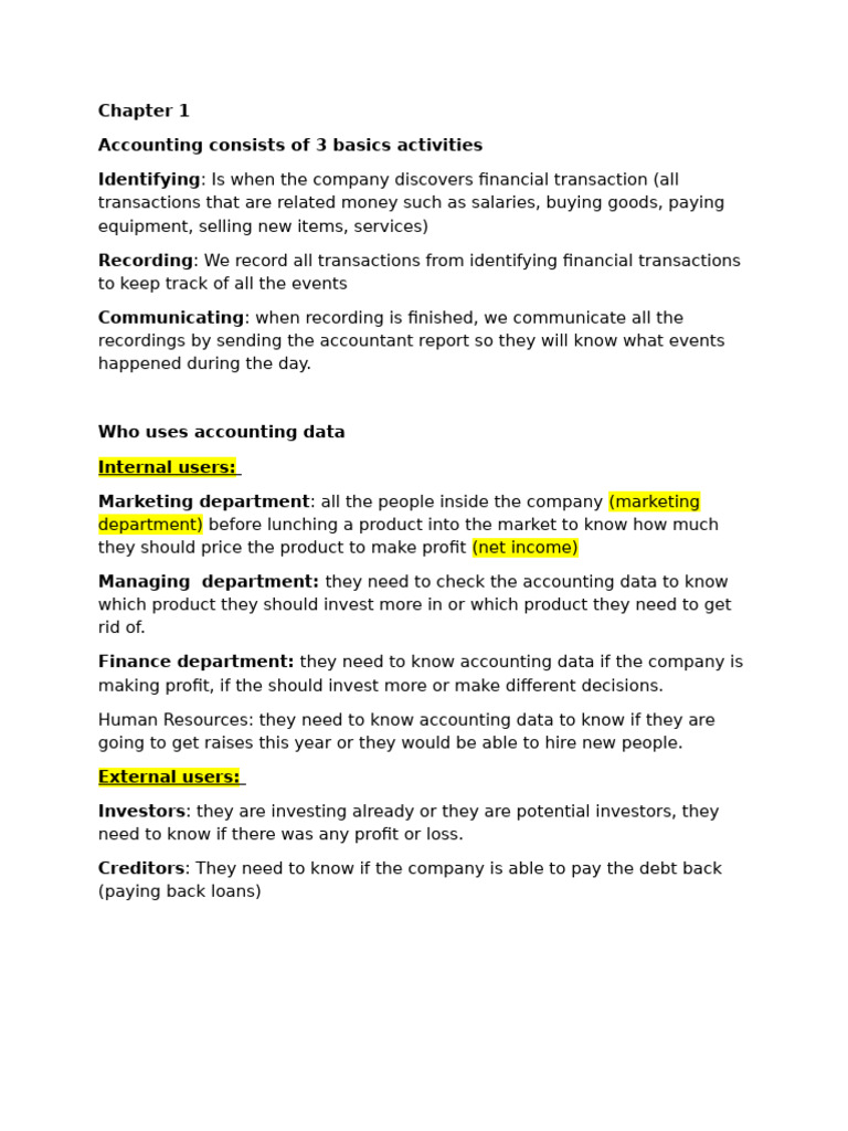 Accounting Consists of 3 Basics Activities | PDF | Debits And Credits ...